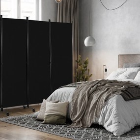 Costway Šestidílný skládací paraván na kolečkách 172 cm, černý