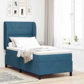 Postel s boxspringem s čelo Tmavě modrá 190 x 90 cm samet 3340908