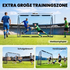 SPORTNOW Velká fotbalová branka pro zahradu 300 x 200 cm, pro děti a dospělé, venkovní branka s odolnou síťovinou a zaoblenými rohy