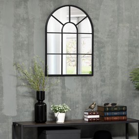 HOMCOM nástěnné zrcadlo okenní zrcadlo 70 x 50 cm dekorativní s kovovým rámem, závěsné zrcadlo do obývacího pokoje ložnice v černé barvě | Aosom.de
