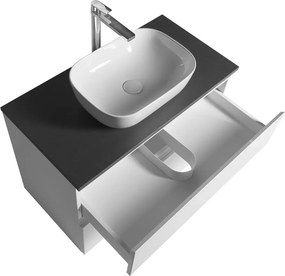 Aqualine Aqualine, ALTAIR skříňka s deskou 87,5 cm, bílá/antracit břidlice, AI290-03