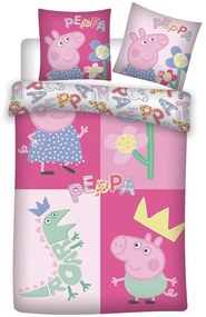 DĚTSKÉ LOŽNÍ POVLEČENÍ PEPPA PIG 100X135 CM, 1 KS 40X60 CM VZOROVANÉ