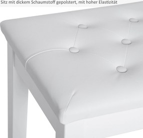 HOMCOM klavírní stolička ve venkovském stylu Klavírní lavice s úložným prostorem z kaučukového dřeva a imitace kůže, bílá, 76 x 36 x 50 cm pro milovn…