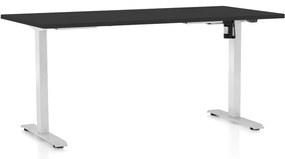 Výškově nastavitelný stůl OfficeTech A, 160 x 80 cm, bílá podnož, černá