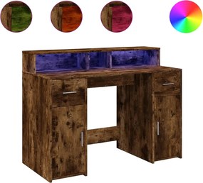 Psací stůl s LED kouřový dub 120 x 55 x 91 cm kompozitní dřevo 3309415