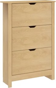 HOMCOM Slim botní skříň pro 18 párů bot, 3 přihrádky se 2 nastavitelnými a odnímatelnými poličky, 72x26x112 cm, přírodní