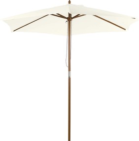 Outsunny Slunečník Ø 250 cm, slunečník s kladkovým mechanismem, balkonový plážový slunečník z bambusu, větruodolný tržní slunečník, ochrana před slunc