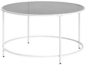 Kulatý konferenční stolek, stolek s ocelovým rámem, bílá a šedá barva