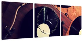 Obraz gramofonových desek (s hodinami) (90x30 cm)