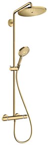 Hansgrohe Croma Select S, Showerpipe 280 1jet EcoSmart 9 l/min s termostatem a ruční sprchou Raindance Select S 120 3jet, leštěný vzhled zlata, HAN-26891990