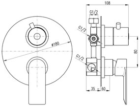 Slezák Rav Nil vanová baterie podomítková 3 cestná černá NL187.3CMAT