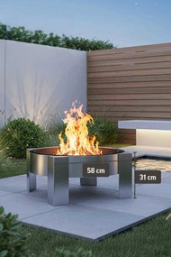 Designové ohniště FUEGO, průměr 58 cm, nerez, stříbrná