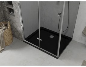 Mexen Lima skládací sprchový kout 80 x 120 cm, Grafitově černá, Chromovaná + sprchová vanička Flat, Černá - 856-080-120-01-40-40