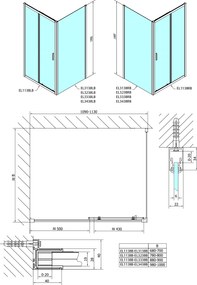 Polysan EASY BLACK sprchové dveře 110 x 190 cm čiré sklo EL1115B