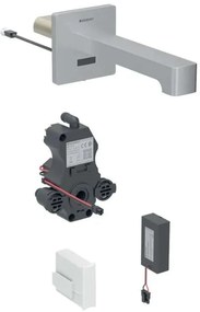 Geberit Brenta - Elektronický umyvadlový ventil pod omítku, pro studenou vodu, bateriové napájení, easy to clean, kartáčovaná nerez 116.293.SN.1