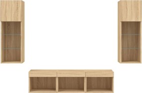 5dílná obývací stěna s LED dub sonoma kompozitní dřevo 3216599