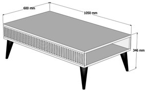 Konferenční stolek Milan 105 cm hnědý/černý mramor