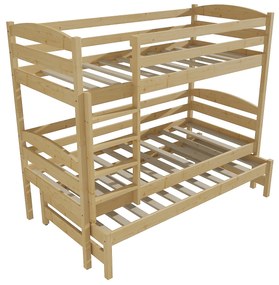 Vomaks Patrová postel s výsuvnou přistýlkou PPV 016 Rozměr: 80 x 200 cm, Barva: surové dřevo, Prostor mezi lůžky: 80 cm