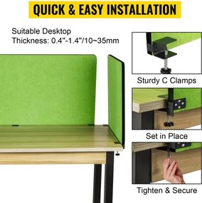 Desk Divider 152,4 cm Desk Privacy Panel, 3 Panel Privacy Akustický panel – Zelená