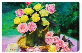 Obraz Kytice Růží Jako Malovaná Nedostatek Nedostatek Přírodní plátno 40x30