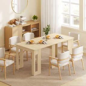 HOMCOM Jídelní stůl, skládací stůl, rozkládací kuchyňský stůl, jídelní stůl, dřevotřískové desky, 60-180 x 85 x 75 cm, přírodní