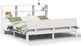 Postel s knihovnou bez matrace bílá 180x200 cm masivní borovice 3322673