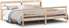 Rám postele s čelem 200 x 200 cm masivní borové dřevo 3306692