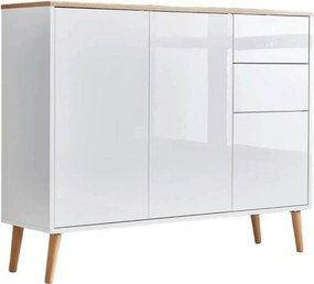 XXXLutz KOMODA, bílá, dub artisan, vysoce lesklá bílá, 105,5/86/33 cm MID.YOU - Komody na nožičkách - 001067000902