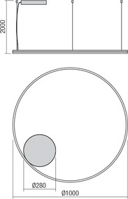 Redo group Redo Orbit direct, závěsné kruhové svítidlo, 68W LED 4000K stmívatelné TRIAC, bronz, prům. 100cm