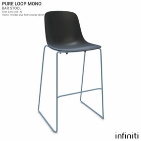 Barová židle Pure Loop Mono Barva kovové konstrukce: Powder blue fine textured 503F, Barva sedáku a opěradla z recyklovaného plastu: Coal black IR8022