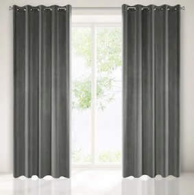 Sametový závěs na okno tmavě šedé barvy 140 x 250 cm Délka: 250 cm