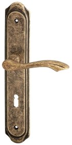 AC-T SERVIS Dveřní klika RUSTIK patina bronz - oválné štítové kování 72 mm Provedení štítu: Koule/klika - levá