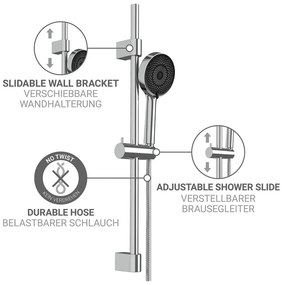 Sprchový set z nerezové oceli ve stříbrné barvě s ruční sprchou/s posuvným držákem 70 cm Softwater – Wenko