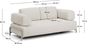 Béžová žinylková modulární pohovka 200 cm Compo – Kave Home