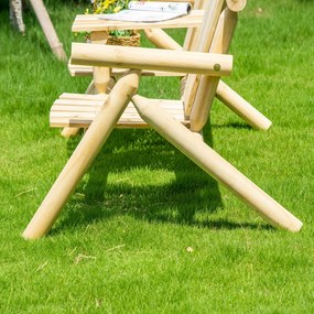Zahradní lavice s stolem Outsunny, zahradní nábytek, lavice, 2 křesla, masivní dřevo, přírodní, 157 x 88 x 103 cm