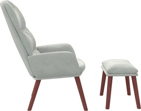 Relaxační křeslo s podnožkou světle šedé samet 3315116
