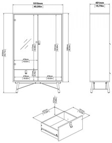 Vitrína Rain, černý mat / ořech
