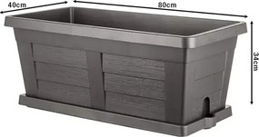 Bama Zahradní velkoobjemový truhlík Legno antracit, 80 x 40 x 35 cm, 80 cm