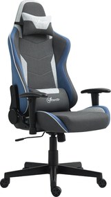 Ergonomická herní židle Vinsetto s opěrkami, opěrkou hlavy, nastavitelnou výškou a sklápěcí kancelářská herní židle v lněné tkanině s houpací funkcí …