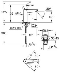 Grohe Start Umyvadlová baterie, velikost M, s výpustí, černá mat 235752432