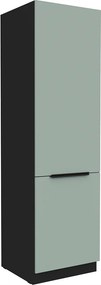 ARIA sc | vysoká skříňka 60 LO-210 2F na vestavnou lednici | 60 cm | ANTI FINGERPRINT povrch | černá/aquamarine