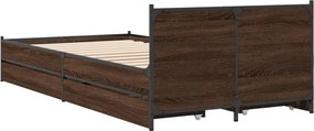 Rám postele se zásuvkami hnědý dub 75 x 190 cm kompozitní dřevo 3279976