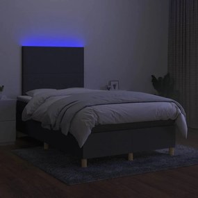 Box spring postel s matrací a LED tmavě šedá 120x190 cm textil 3270233