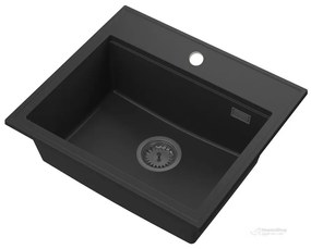 Gamma Modern 5055, 1-komorový granitový dřez 560x500x210 mm, černá, GMA-ZM-55-BK