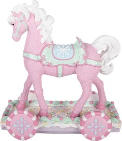 Vánoční dekorace koník na kolečkách Pastel Christmas Chic - 35*16*38 cm