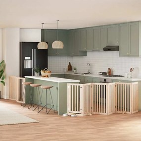 Zábrana pro psy s dvířky skládací 9 panelů 450 cm topol 3155644