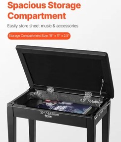 Piano Keyboard Úložný prostor na lavici Polstrované sedátko Dřevěná toaletní stolek