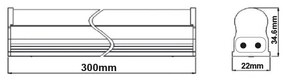 ACA Lighting LED lineární svítidlo PHILO 5W/230V/3000K/370Lm/180°/IP44/300mm