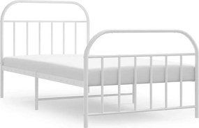 vidaXL Kovový rám postele s hlavovým a nožním čelem 107 x 203 cm [353698] Barva: Bílá