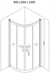 Sprchový kout MAXMAX MEXEN RIO grafit - čtvrtkruh 80x80 cm, 863-080-080-01-40